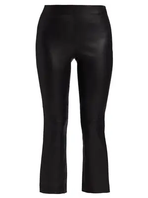 Vince Cropped Leather Boot-cut Pants - Black