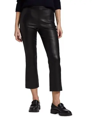 Vince Cropped Leather Boot-cut Pants