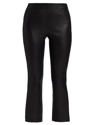 Vince Cropped Leather Boot-cut Pants