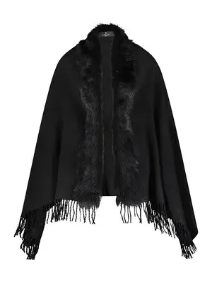 Gorski Cashmere Stole With Toscana Lamb Trim Black