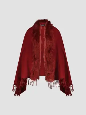Gorski Cashmere Stole With Toscana Lamb Trim - Wine