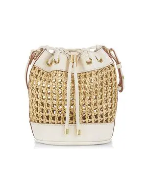 Ulla Johnson Women's Mini Willow Drawstring Bucket Bag - Noir - Tan Ivory