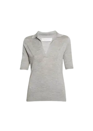 Gabriela Hearst Frank Cashmere Polo Top - Heather Grey
