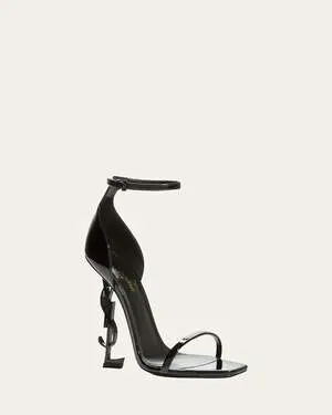Saint Laurent 110mm Opyum Patent Leather Sandals - Black