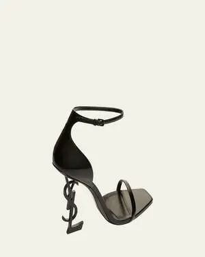 Saint Laurent 110mm Opyum Patent Leather Sandals - Black