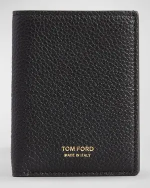 TOM FORD Men's Leather T-line Bifold Card Holder - Black Ch