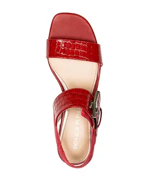 DONALD PLINER Ankle Strap Mid Heel Sandals - Tomato