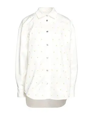 MSGM Embroidered Denim Overshirt - White