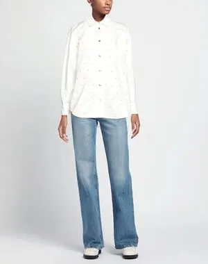 MSGM Embroidered Denim Overshirt - White