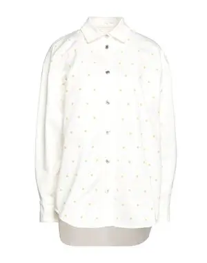MSGM Embroidered Denim Overshirt - White