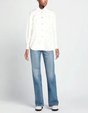 MSGM Embroidered Denim Overshirt - White