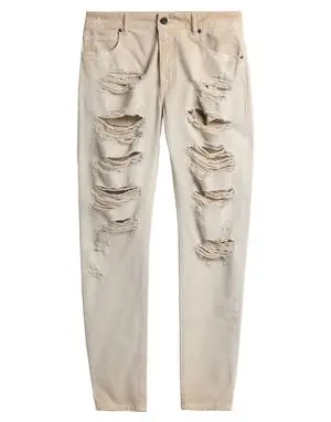 NOSTRASANTISSIMA Skinny Fit Jeans With Ripped Detail - Beige