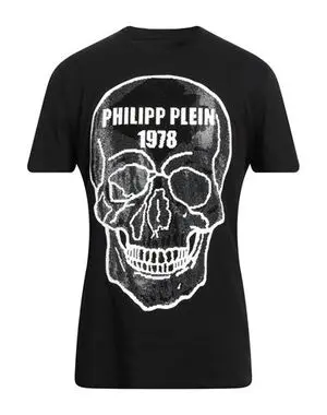Philipp Plein Man T-shirt White Size Xl Cotton, Fiberglass Black