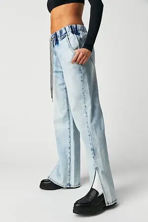 ONETEASPOON OneTeaspoon Roadhouse Wide-Leg Drawstring Jeans Blue Tornado