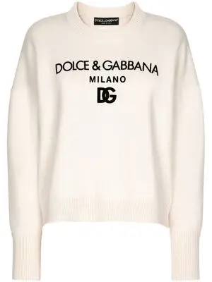 Dolce & Gabbana Logo Cashmere Sweater - Neutrals