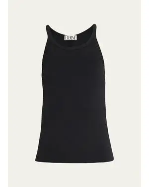 Eterne Terne Cropped Rib Tank Top - Black