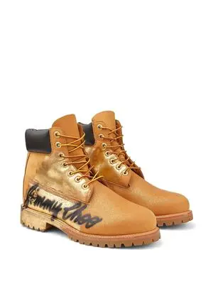 JIMMY CHOO X Timberland Graffiti Logo Ankle Boots