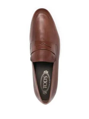 TOD'S Penny-strap Leather Loafers - Brown