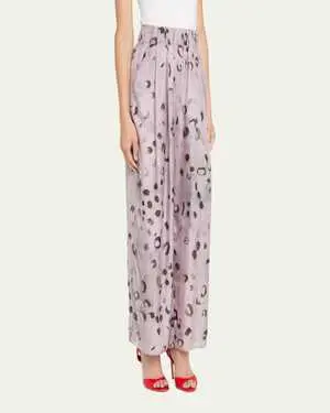 Giorgio Armani Printed Silk Wide-leg Pants