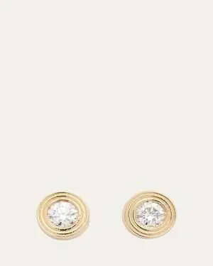 SYDNEY EVAN Fluted 14k And Diamond Stud Earrings - Gold