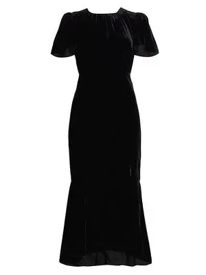 Rhode Women's Arabella Velvet Midi Dress - Black  - Black