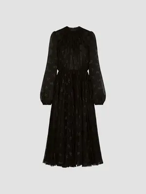 Dolce & Gabbana Dg Monogram Chiffon Midi-dress - Nero