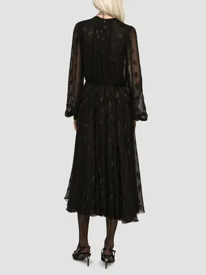 Dolce & Gabbana Dg Monogram Chiffon Midi-dress - Nero