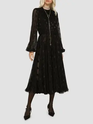 Dolce & Gabbana Dg Monogram Chiffon Midi-dress - Nero