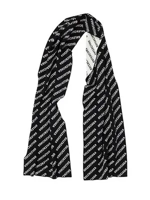 Balenciaga Mini Allover Logo Scarf - Black White