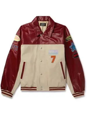Liberal Youth Ministry Embellished Colour-Block Leather Varsity