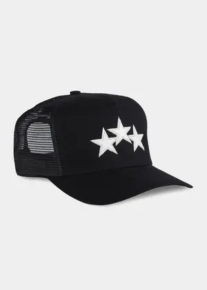 Amiri Men's 3-Star Trucker Hat Black/black