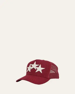 Amiri Men's 3-Star Trucker Hat Burgundy