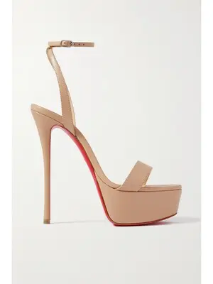 CHRISTIAN LOUBOUTIN Loubi Queen Alta 150 Leather Platform Pumps - Neutrals