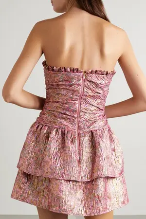 Loveshackfancy Acelin Strapless Gathered Brocade Mini Dress In Pink - 35%  Off | Editorialist