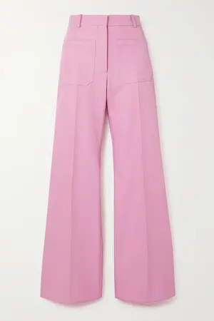 Victoria Beckham Alina Twill Wide-Leg Pants Pink