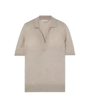 Gabriela Hearst Frank Cashmere And Silk-blend Polo Shirt - Neutrals