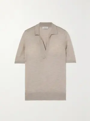 Gabriela Hearst Frank Cashmere And Silk-blend Polo Shirt - Neutrals