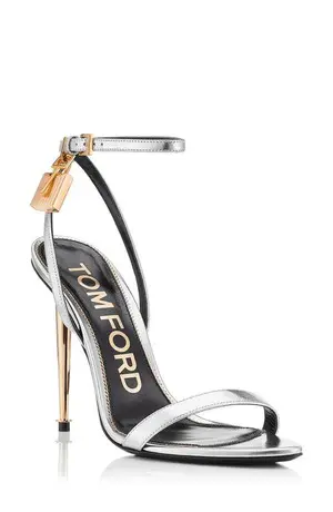 TOM FORD Padlock Naked Metallic Sandal - Taa Silver
