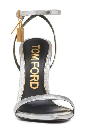 TOM FORD Padlock Naked Metallic Sandal - Taa Silver