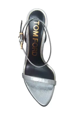TOM FORD Padlock Naked Metallic Sandal - Taa Silver