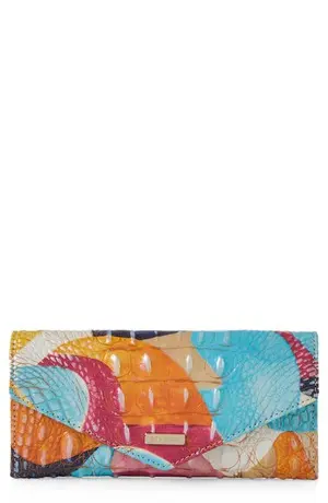 Brahmin Veronica Croc Embossed Leather Envelope Wallet Expression