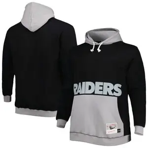 Mitchell & Ness Silver Las Vegas Raiders Big & Tall Big Face Pullover Hoodie - Black