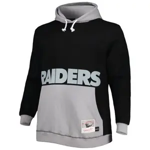Mitchell & Ness Silver Las Vegas Raiders Big & Tall Big Face Pullover Hoodie
