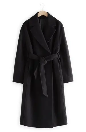 & Other Stories Belted Wool Wrap Coat