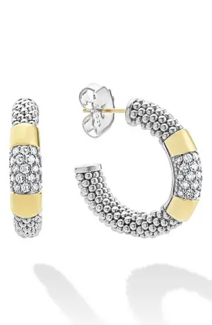 Lagos High Bar Diamond Hoop Earrings