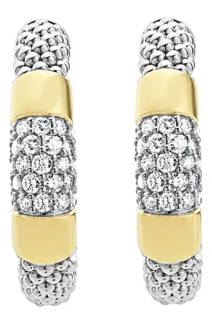 Lagos High Bar Diamond Hoop Earrings