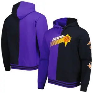 Mitchell & Ness Black Phoenix Suns Hardwood Classics Split Pullover Hoodie - Purple