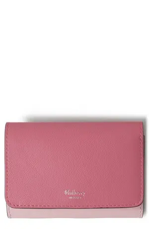 Mulberry Continental Leather Trifold Wallet Geranium Pink-powder Rose