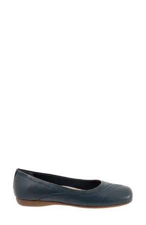 Trotters Sasha Square Toe Flat - Navy