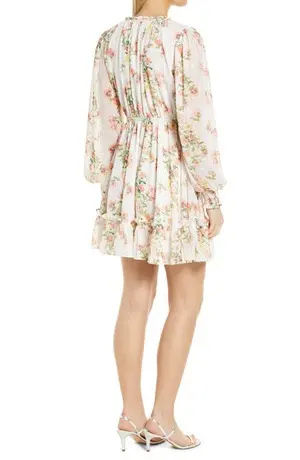 RACHEL PARCELL Floral Print Swiss Dot Dress - Ivory Poppy Vine